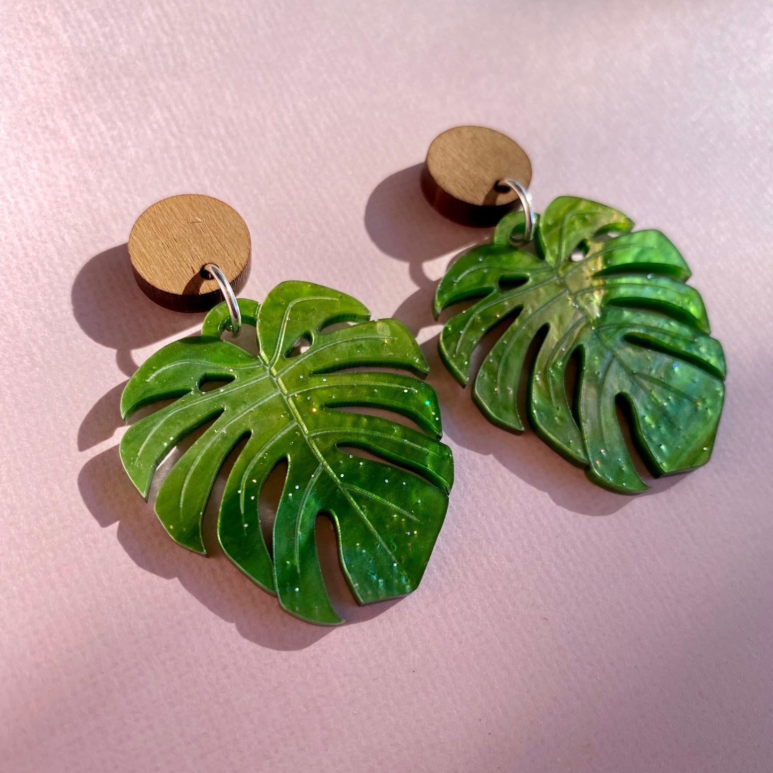 Monstera earrings | Blue Raven Designs | Acrylic Earrings