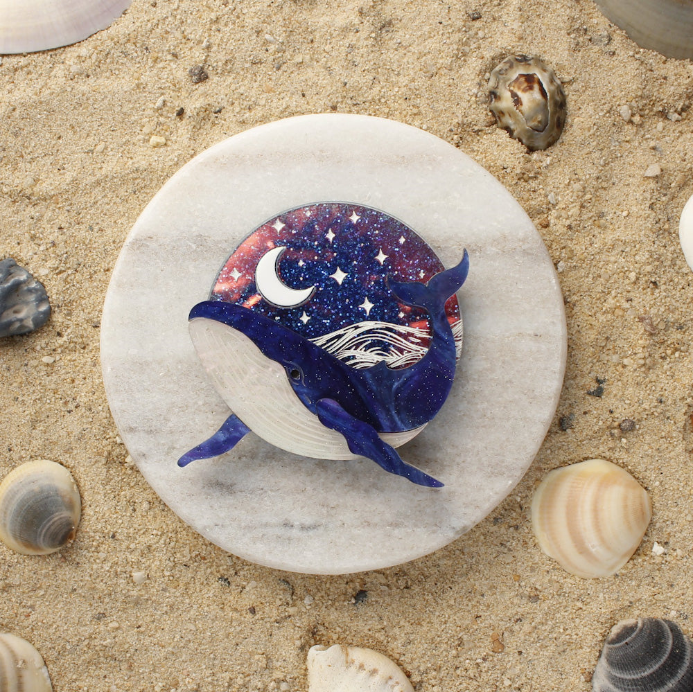 Midnight Whale Brooch | Blue Raven Designs | Australian Made Jewellery